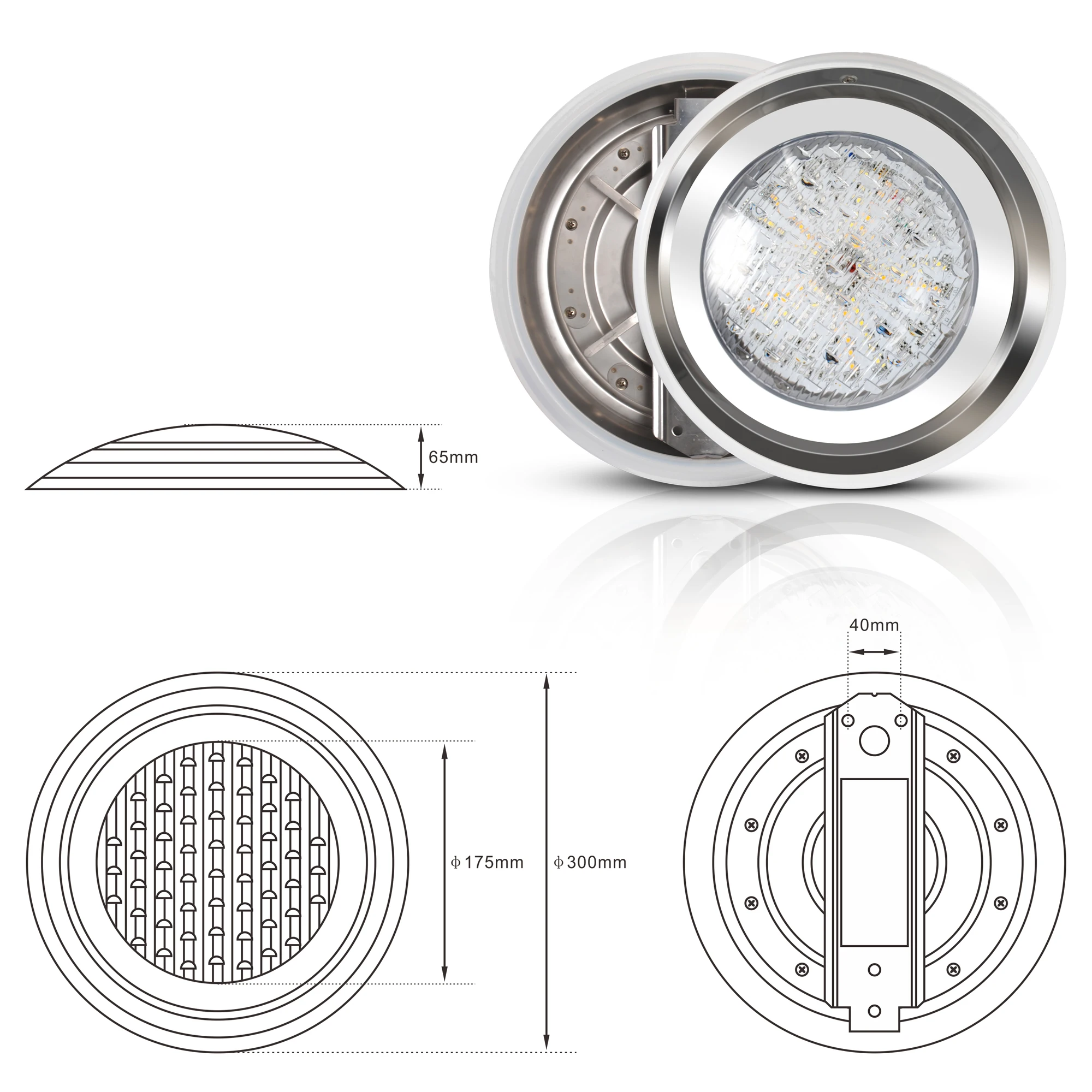 Smart Nicheless Led Pool Light 40w Swimming Pool Stainless Steel ...