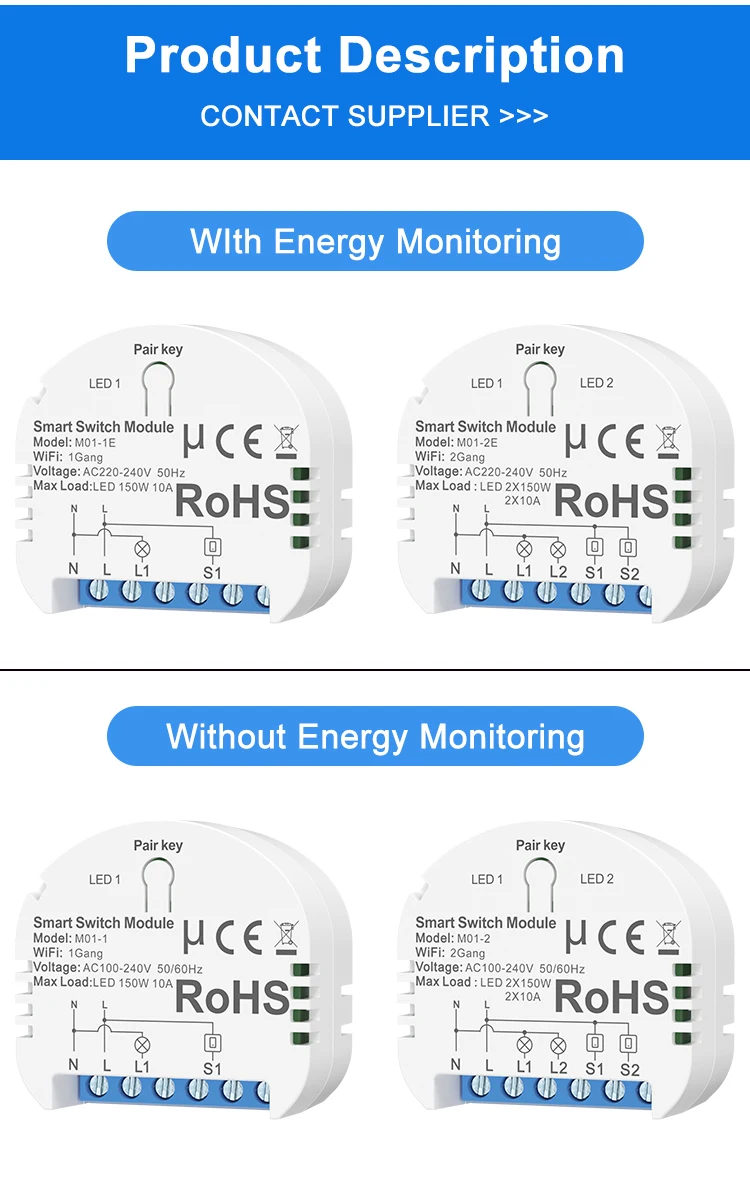 100-240v 150w Smart Life/tuya App Remote Control Work With Alexa Mini Smart Wifi Switch Wifi ...