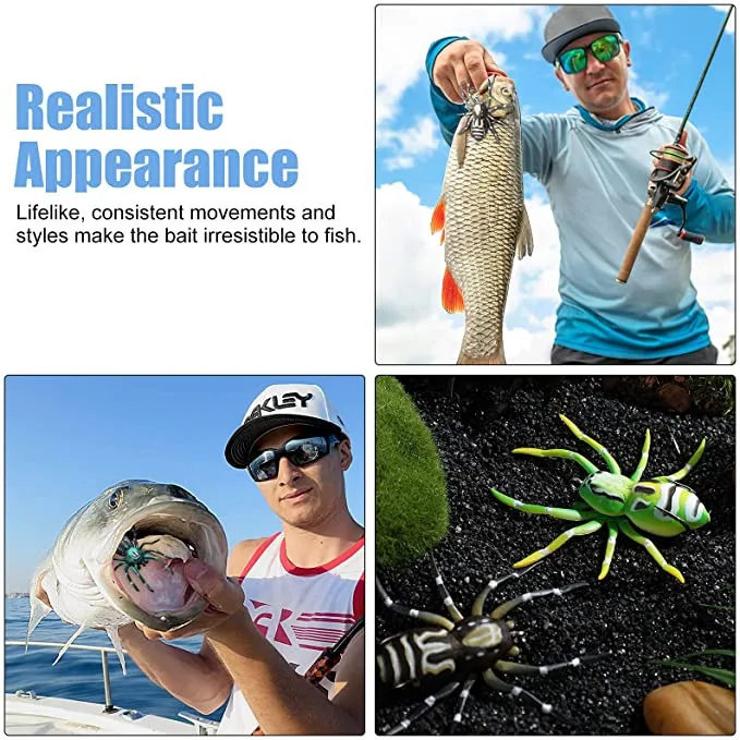 4mm 3g Soft Rubber Spider Lures Hook Fishing Artificial Bait Realistic ...