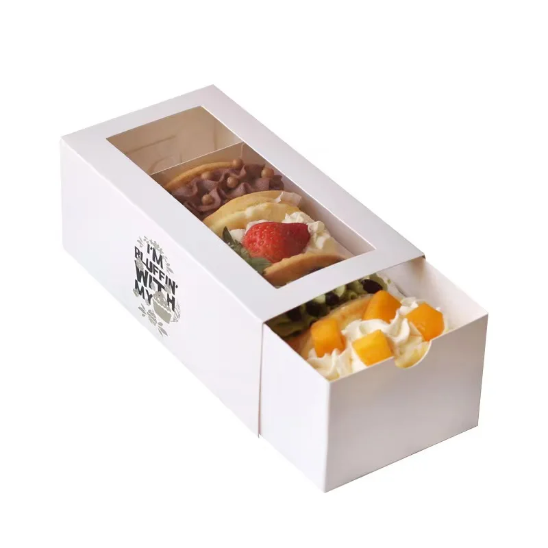 Custom Food Grade Pastry Paper Box Cookie Cake Macaron Folding Drawer ...