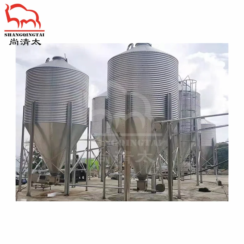 7 Tons Silo Feed Bin Automatic Feeding Line For Piggery Equipment Feed ...