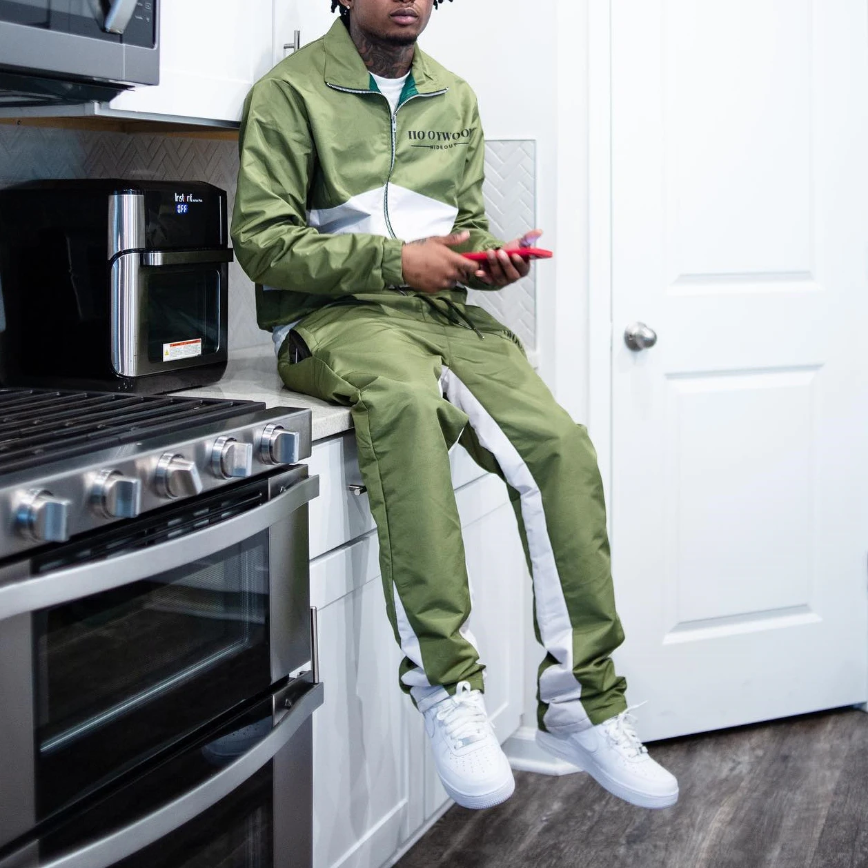 Custom Logo Noly Windbreaker Tracksuit Joggers Pants Set