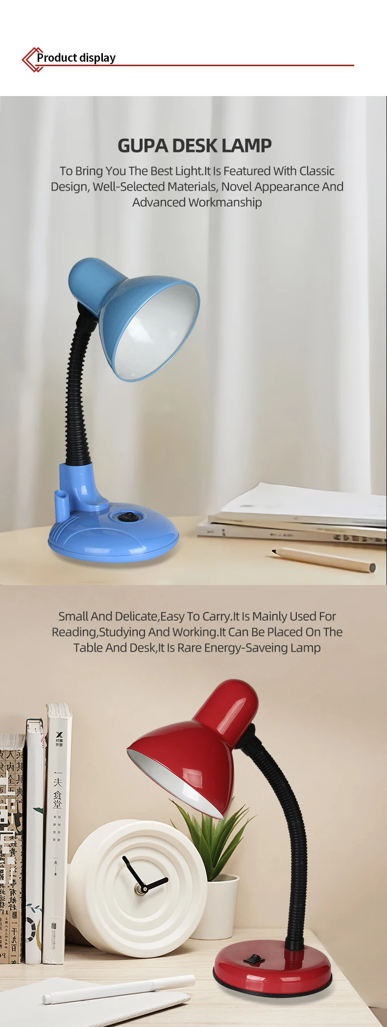 Practical Study Desk Adjustable Metal Led Flexible Desk Lamp Office ...