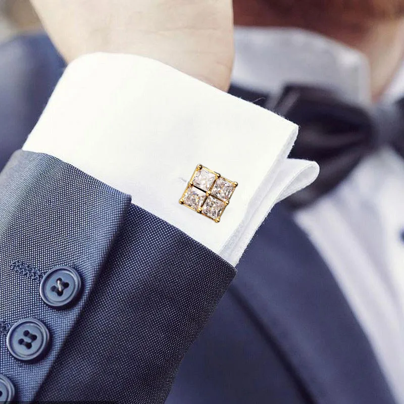 Cufflinks Men's Luxury Cuff link with Colorful ZIRCON Elegant Design ...