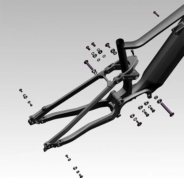 52V20Ah Full Suspension Electric MTB Frameset with Bafang Motor ...