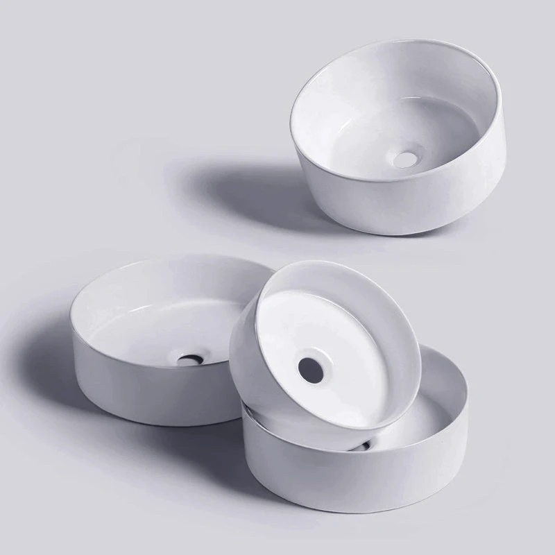 Vessel Partition Sink Circular Wash Basin Flower Vase Lavatory Ce ...