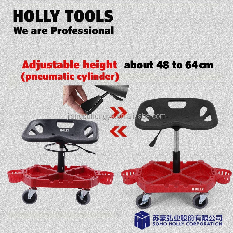 360° Swivel Rolling Garage Stool Car Repair Work Seat Adjustable Height ...