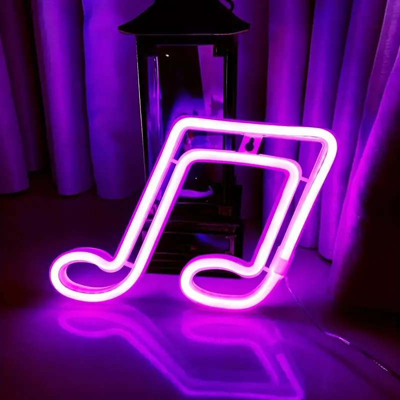 1pc,Musical Note Neon Sign,Musical Note Led Light Sign Playroom Retro ...