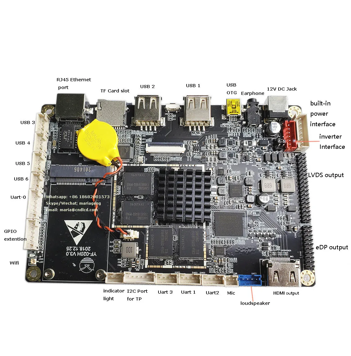 Android Pcba Motherboard Rk3288 Rk3399 Rk3566 Digital Signage Android Control Board With Lvds ...