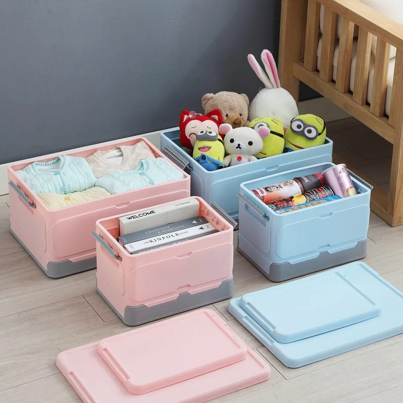 Durable Collapsible Box Plastic Stackable Foldable Storage Box With Lid ...