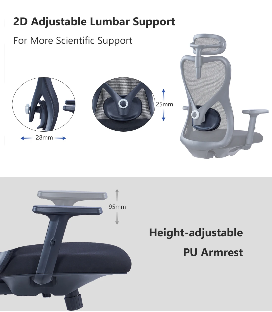 Sitzone New Design Ergonomic Office Chair Adjustable Lumbar Support ...