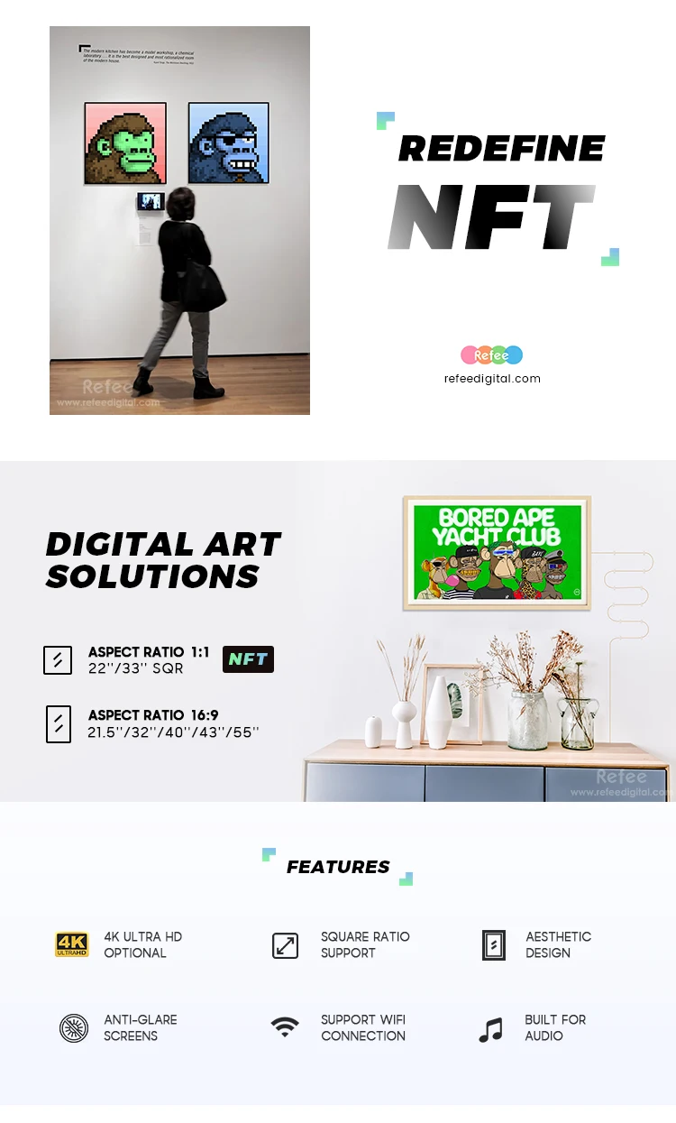 Home/Hall/Hotel Decoration NFT Digital Frame Advertising Player Video ...
