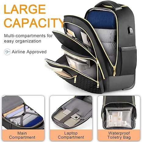 Unisex Wheeled Backpack Trolley Bag With Spinner Caster Carry On ...