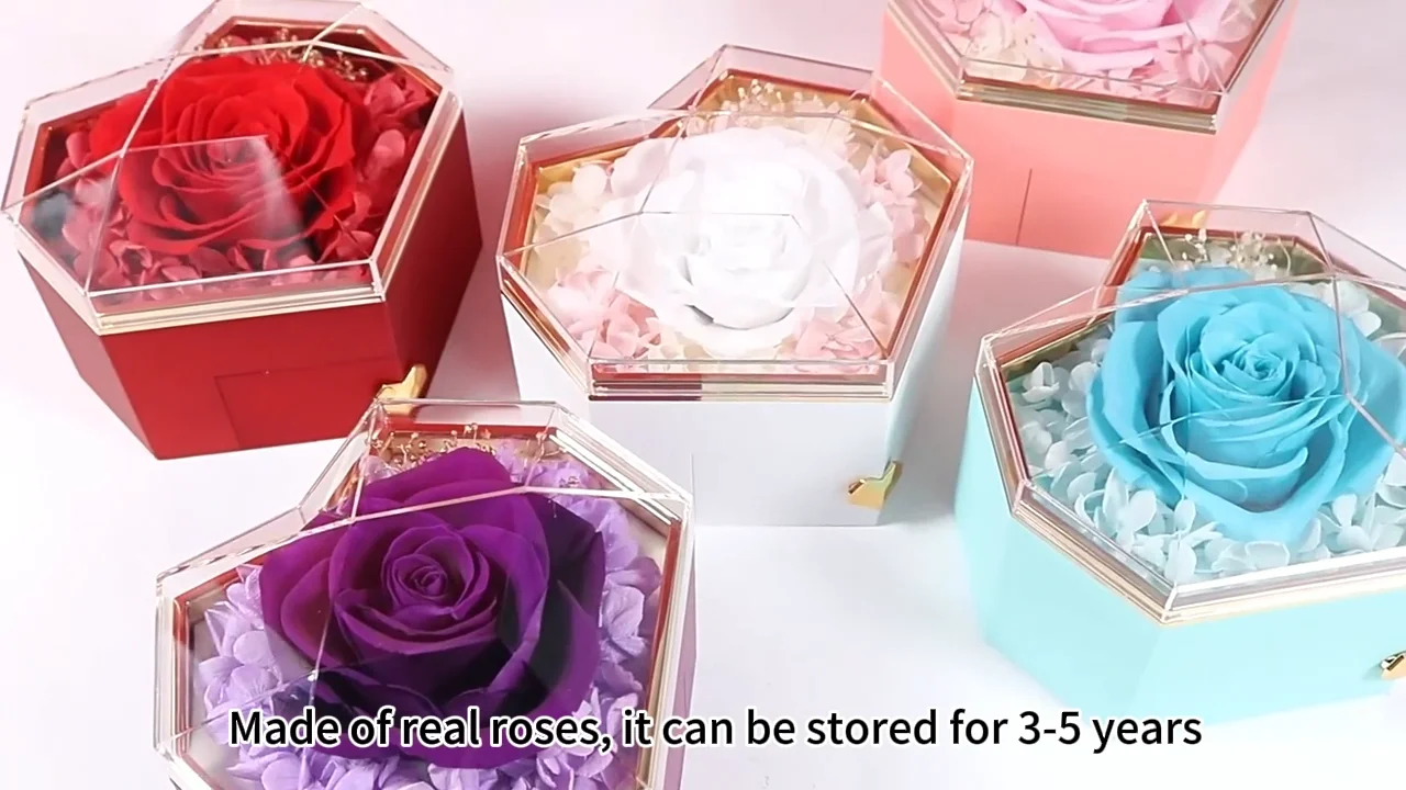 Valentines Day Gift 2024 Eternal Red Roses Jewelry Gift Box Acrylic ...
