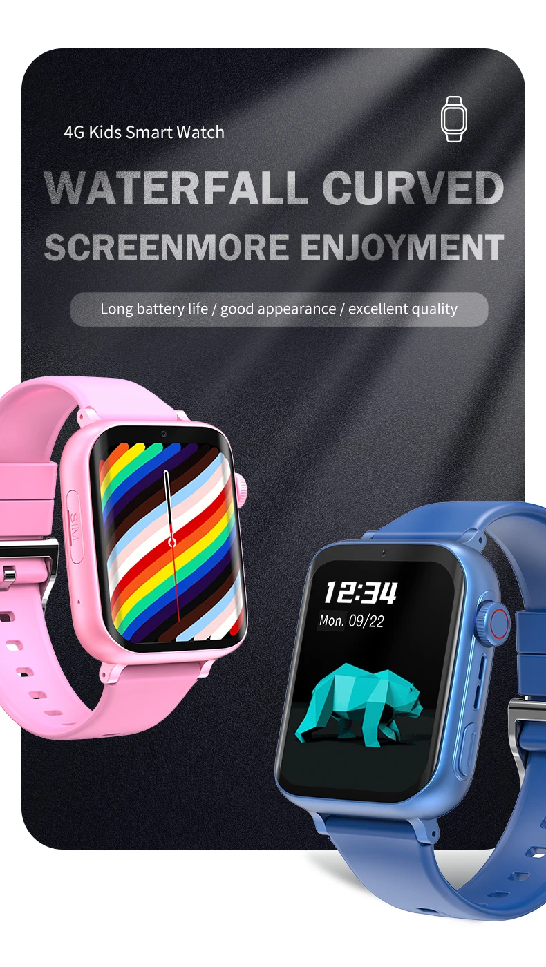Curved Screen Kids Smart Watch - YQT T62 with SIM Card
