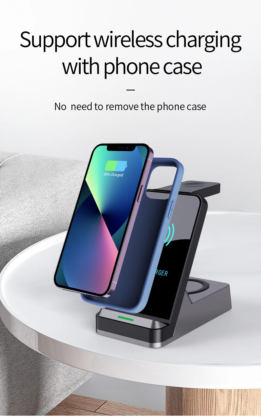 3 In 1 Wireless Charger Stand Fast Charging Cell Phone Holder Portable ...