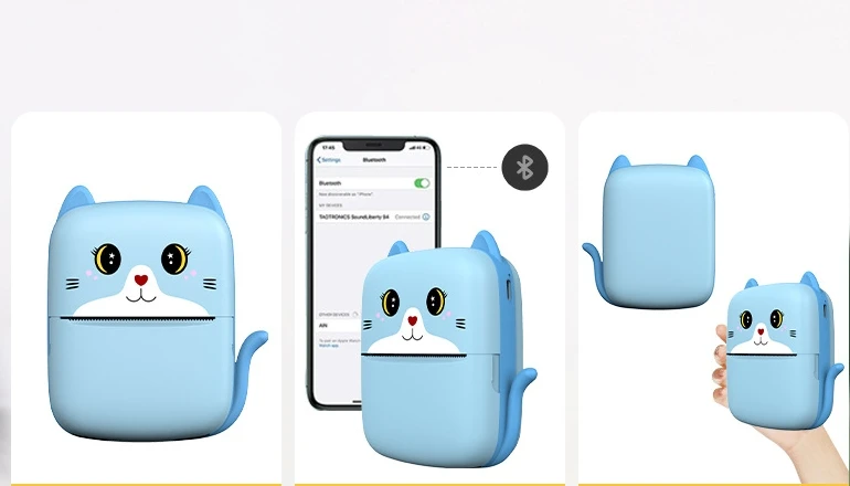 Mini Cat Printer - Inkless Thermal Printer with Adhesive