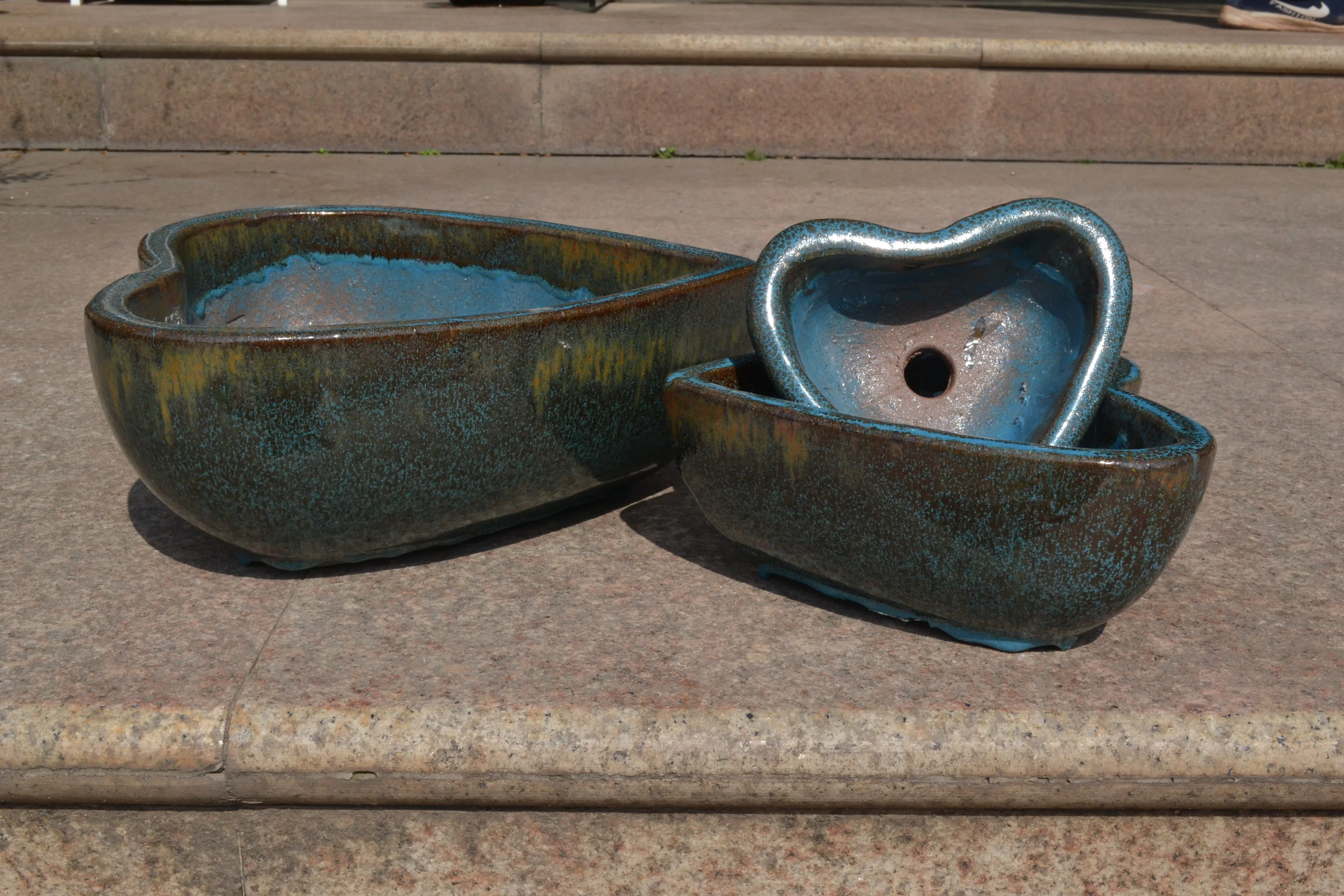 Customize Heart Shape Ceramic Flower Pot for Outdoor Succulents