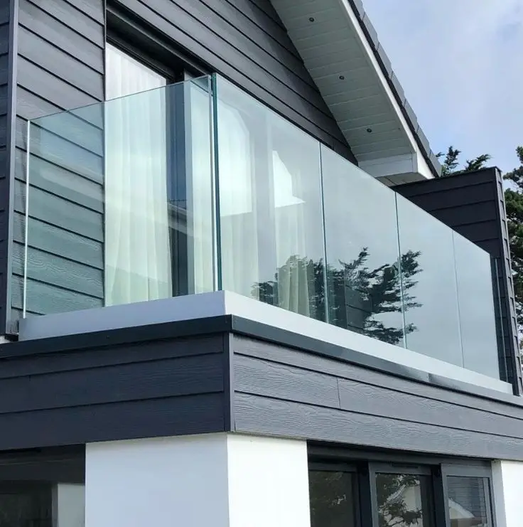 HYQY Modern House Railing Designs - Frameless Glass Balustrade with LED ...