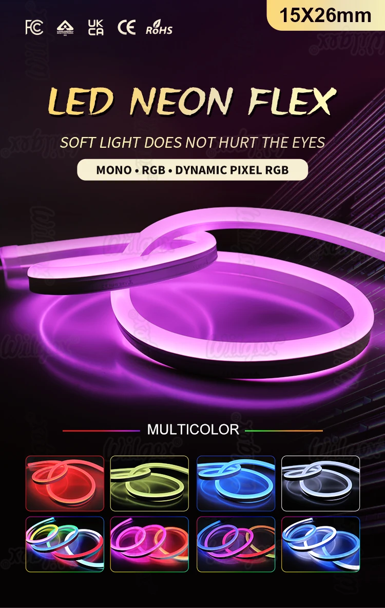 SMD5050 Addressable Dmx Rgb Led Neon Flex Light 50m Roll up 15x26mm ...