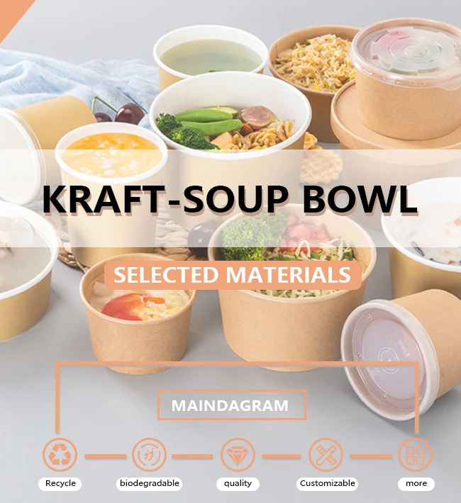 Disposable Paper Bowl Packaging Bowl Eco-friendly Kraft Paper Soup Bowl ...