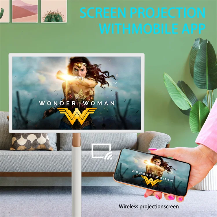 White Android Smart System Touch Screen Stage Speaker Portable Stand By ...