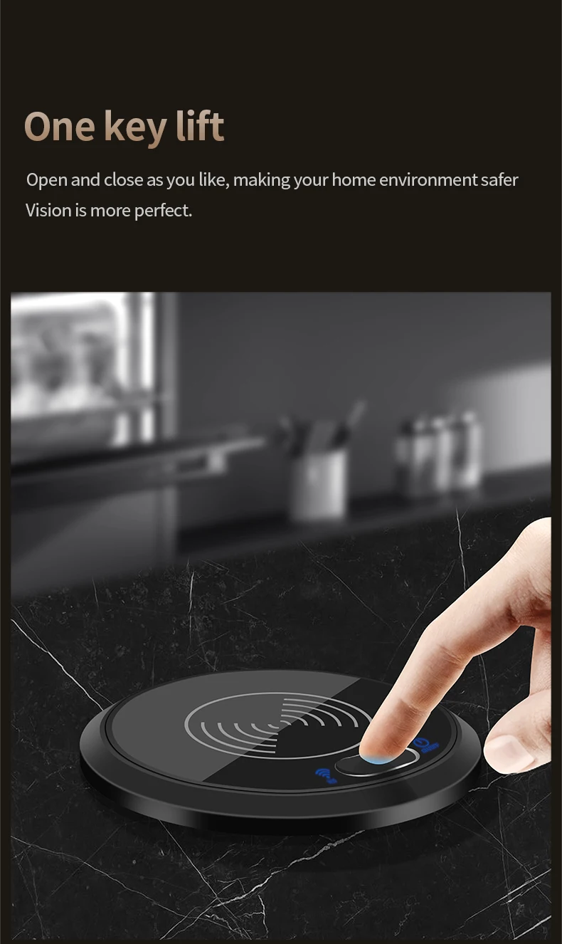 Electric Lifting Socket Tabletop with USB & Wireless Charging