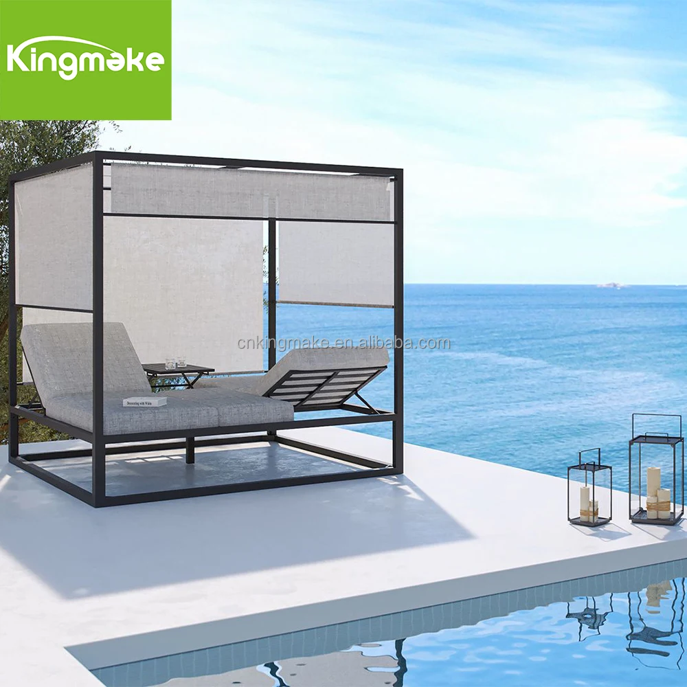 Modern Solid Wood Structure Patio Daybed For Hotel Outdoor Garden Sun ...