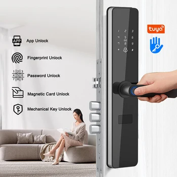 Wifi Tuya Bluetooth Ttlock App Electronic Tt Lock Digital Fingerprint Smart Door Handle Locks ...