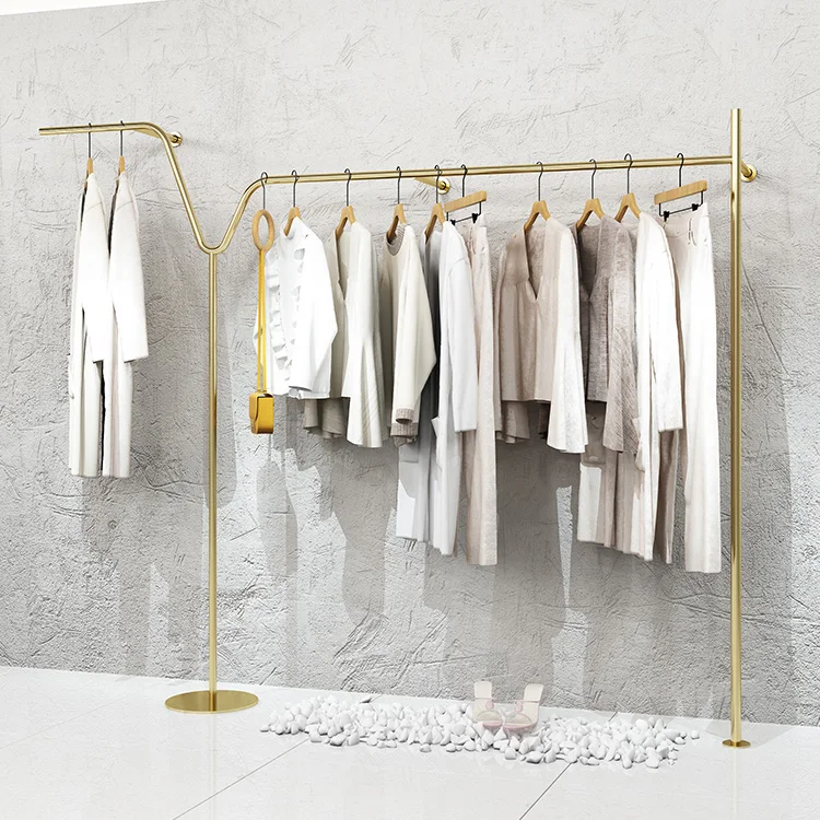 High Quality Shiny Gold Retail Clothing Store Display Rack Pipe ...