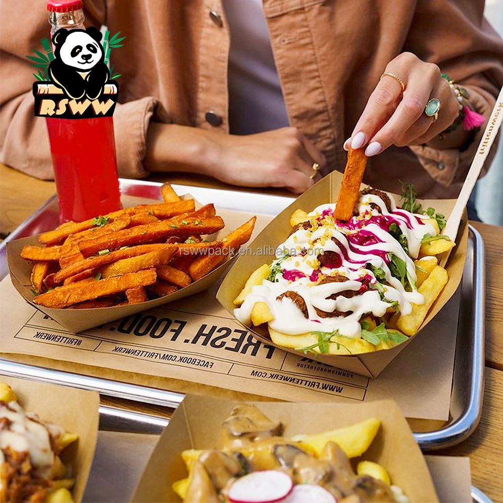 Takeout Corrugated Paper Boxes For Restaurant Potato Cake Snacks Nachos ...