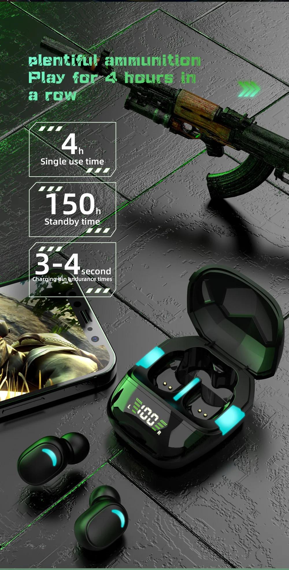 True Wireless Gaming Earphone Headset Headphone G7s Earbuds