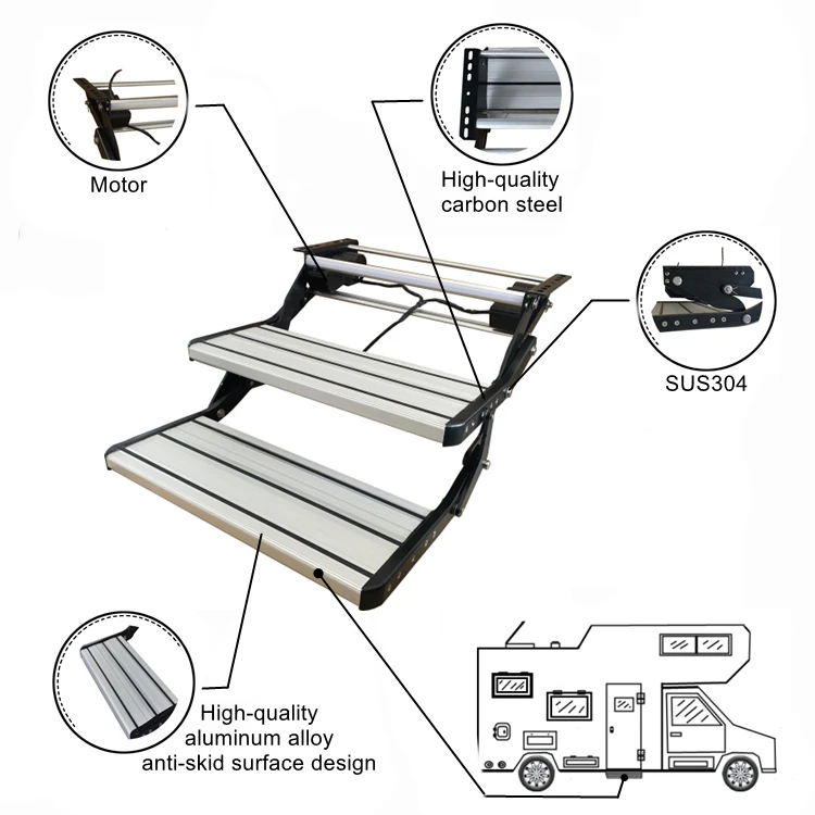 Tongfa 600mm Double Folding Aluminum Electric Step With Rv Motorhome ...