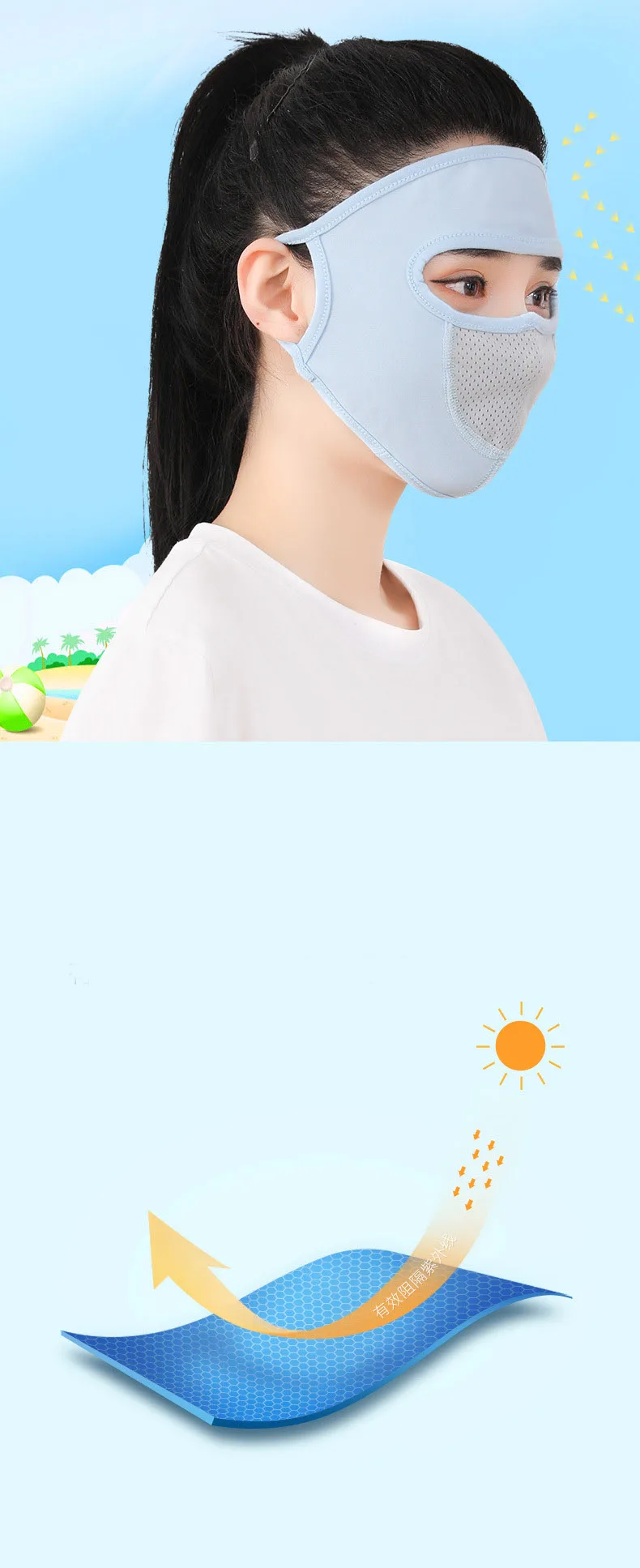 DC020 Summer Breathable Ice Silk Sunscreen Mask Lady Neck Protection ...