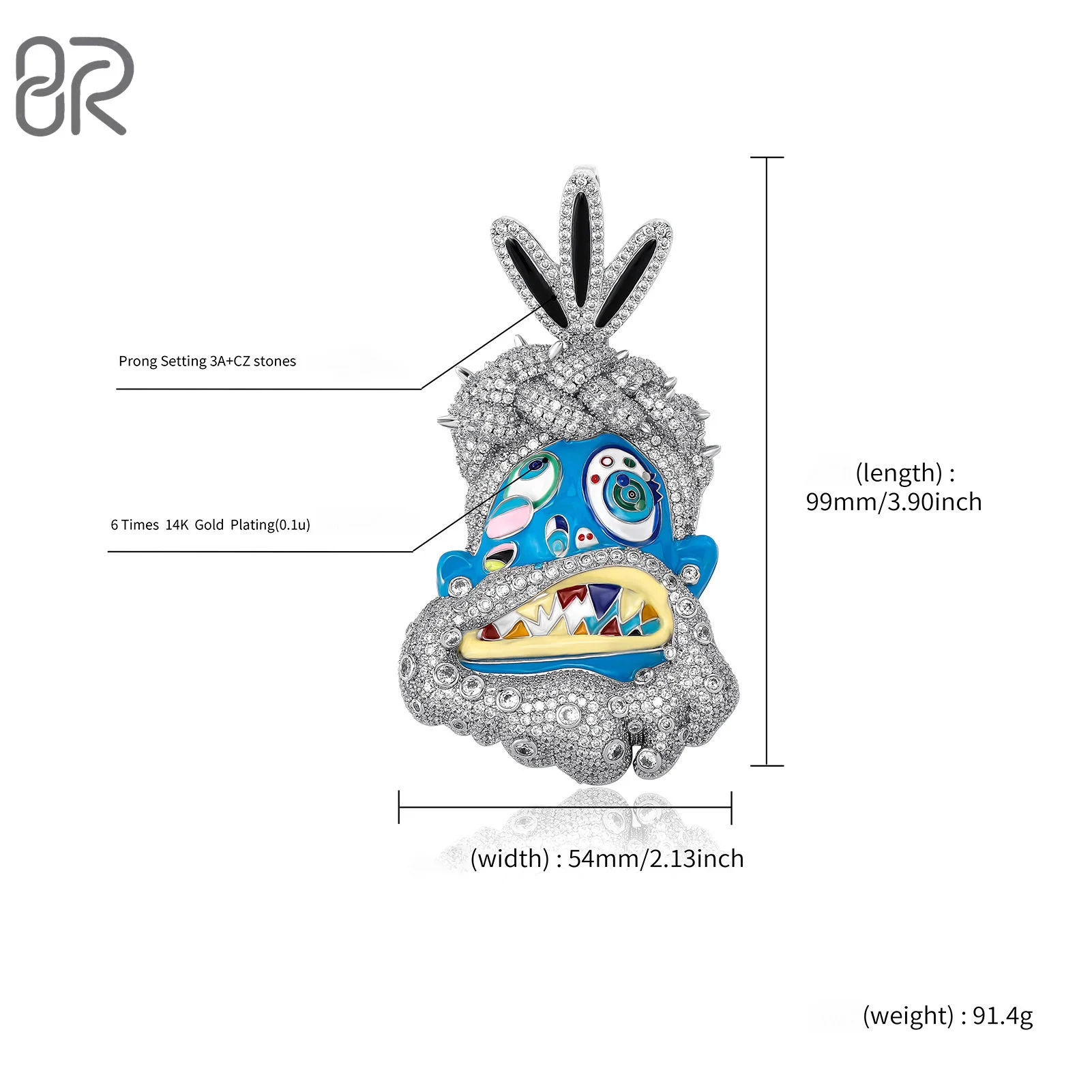 3" Color Dripping Oil Cartoon Avatar VVS Moissanite Pendants Factory ...