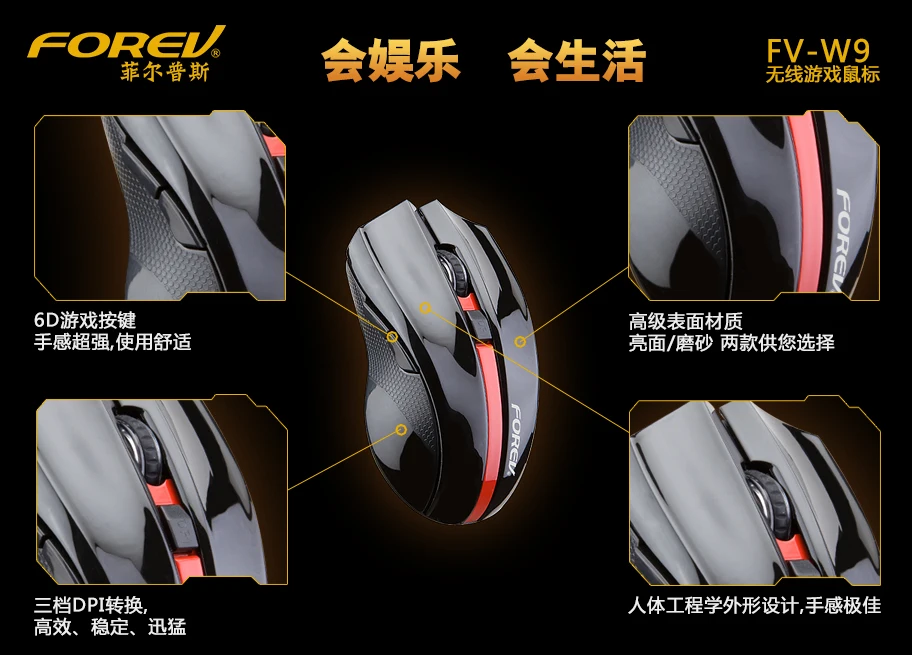 Amazons Hot FV-W9 Wireless Mouse - Silent, Rechargeable