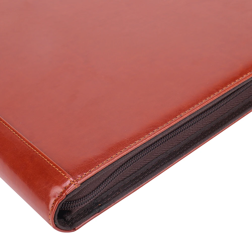 Luxury Zipper Leather Tri Fold Presentation Folders File Cover Bags ...