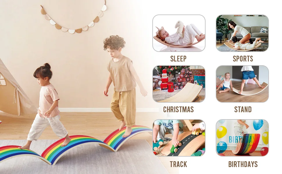 Wooden City Curvy Rocker Balance Board Toys for Yoga and Exercise ...