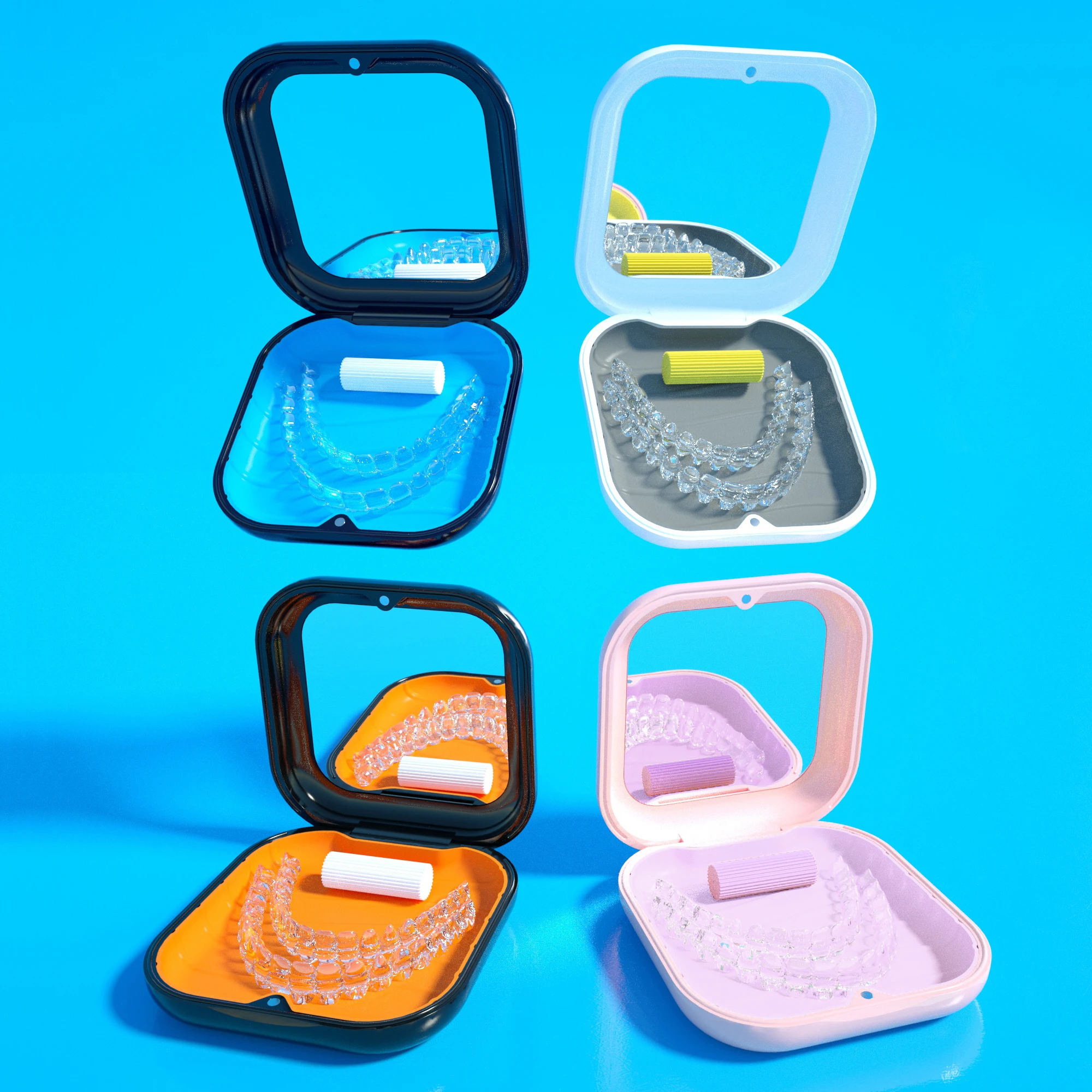 Newish Denture Box Customizable Logo Invisible Storage Box Plastic ...