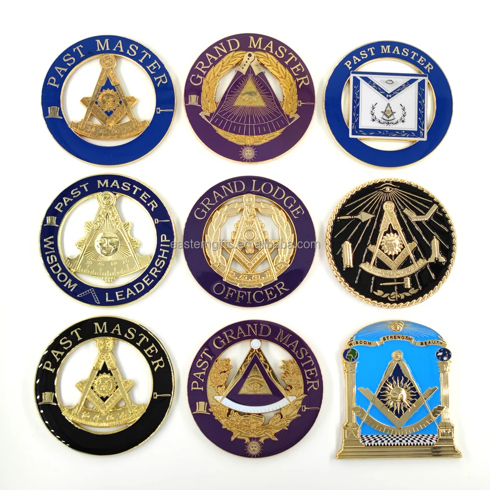 Masonic Past Master Car Badge Emblem 3" Round Cut Out Metal Mason Past ...