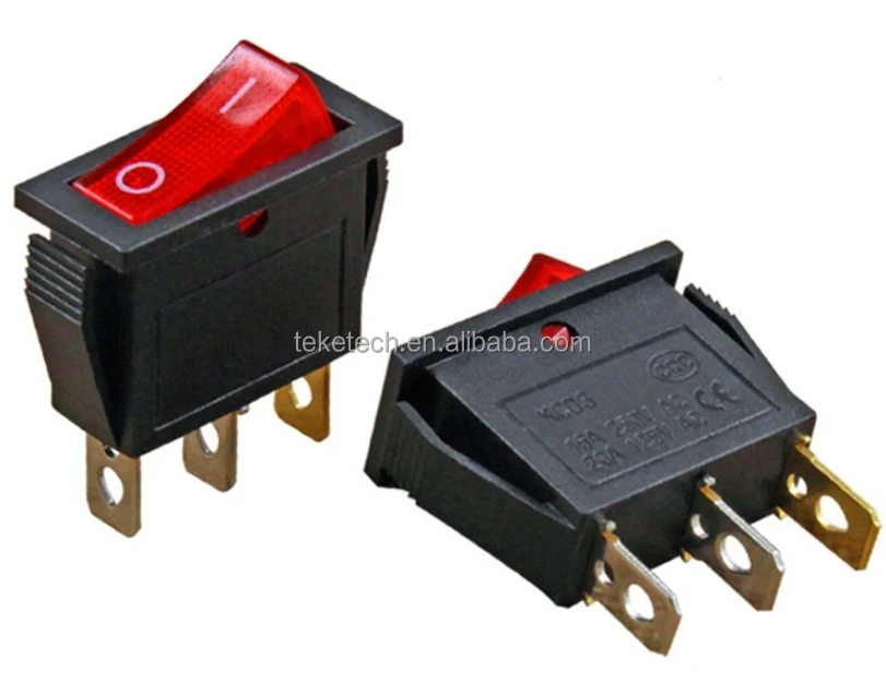 KCD3 Rocker Switch 250VAC 3Pin with lights Power Switch for Electric ...