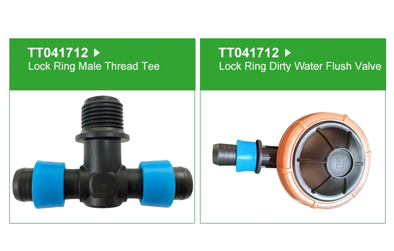 Drip Irrigation Tape Connectors Lock Ring Male Thread Tee For Drip Tape ...