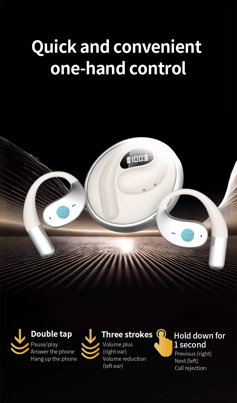 Sports Wireless Ear Hook Headphones 360 Rotating TPU Silicone Digital ...