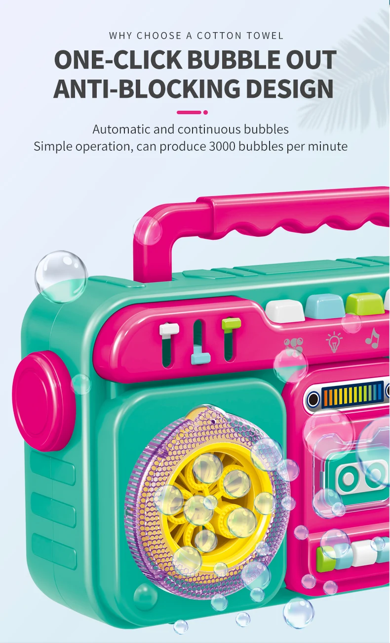 2023 Radio Bubble Machine with Light & Music - Bluetooth Connect Kids Toy