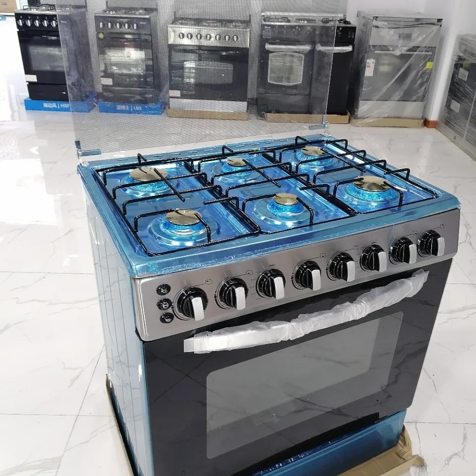 120L Gas Stove with Oven - 6-Burner Freestanding Cooker