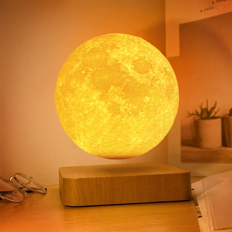 Custom Magnetic Levitating Floating Led Light Floating Moon Shaped Lamp ...