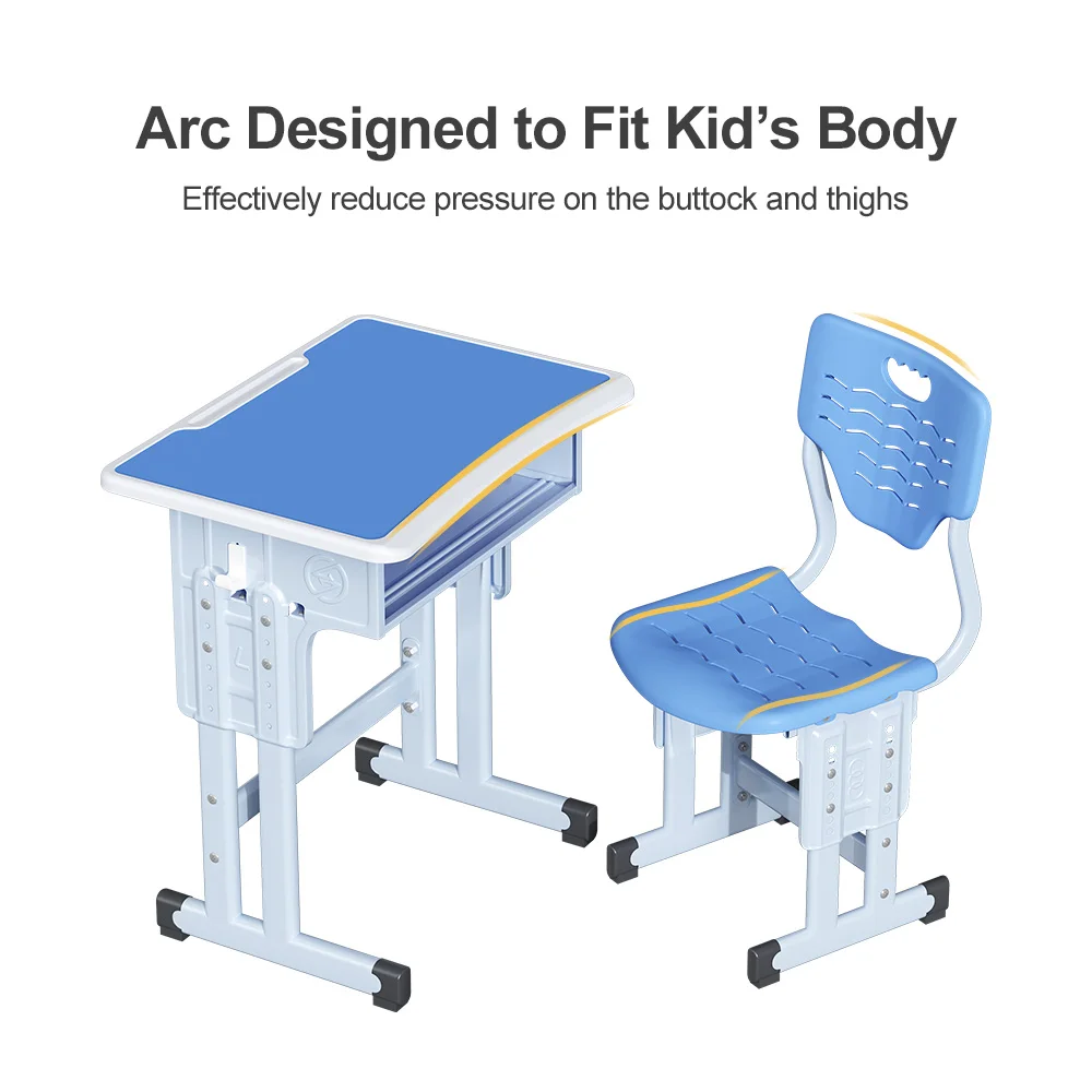 Kids' Height Adjustable Study Table and Chair Set for School