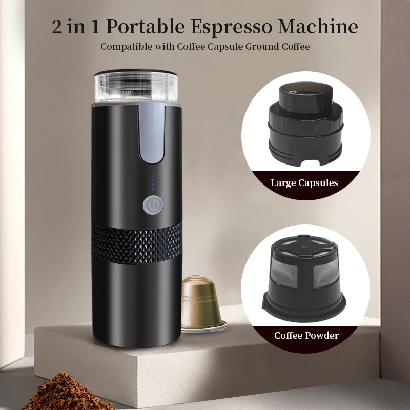 2 In 1 K Cup Mini 2-in-1 Espresso Maker Portable 12v Expresso Machine ...
