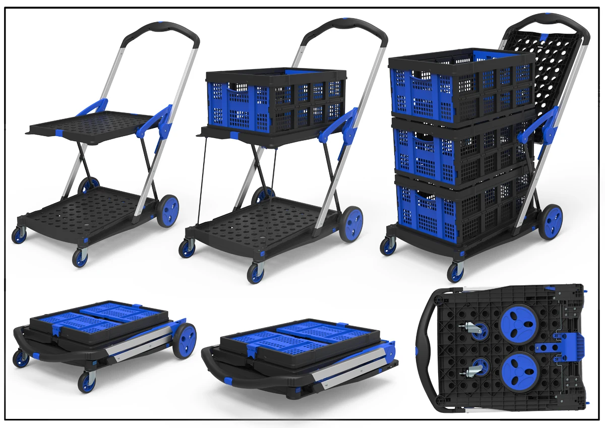 Shunhe Durable Two Layer Shopping Cart Trolley 90KG Foldable Shopping ...