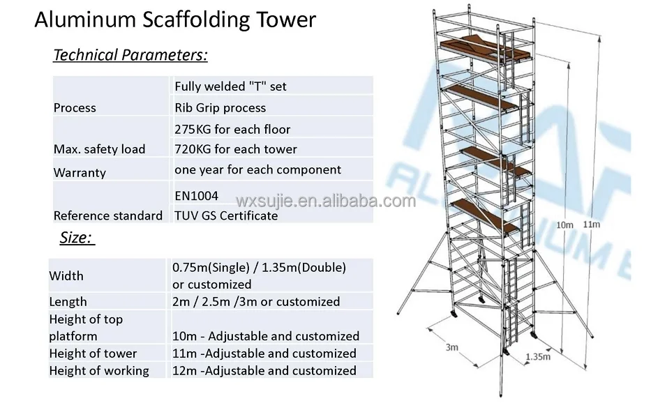 Aluminum Scaffolding Tower 6061-T6 - Portable & Corrosion Resistant